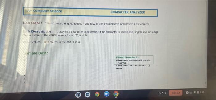 Solved Computer Science CHARACTER ANALYZER Lab Goal This lab | Chegg.com