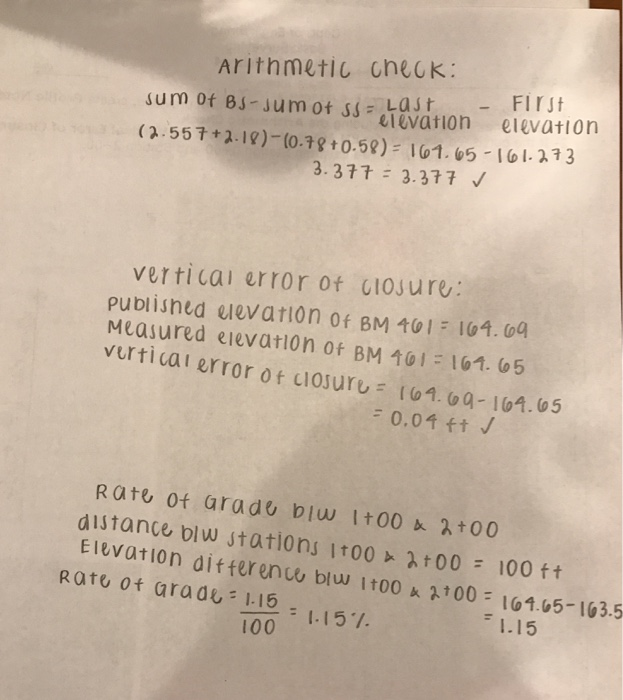 Solved Can you check my Surveying work? I had to create | Chegg.com