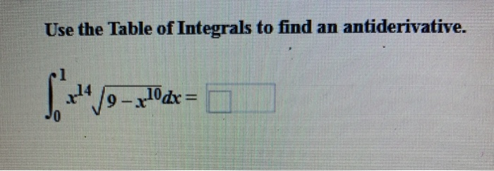 Solved Use the Table of Integrals to find an antiderivative. | Chegg.com