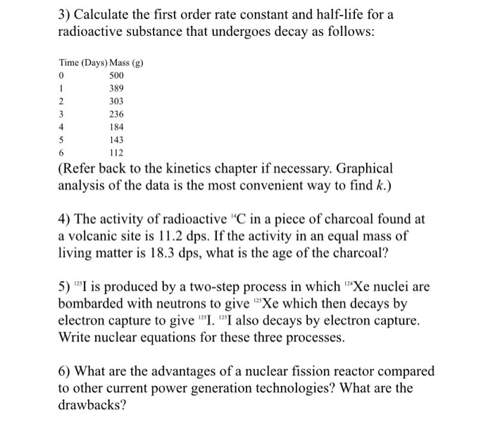 Solved 3 Calculate The First Order Rate Constant And