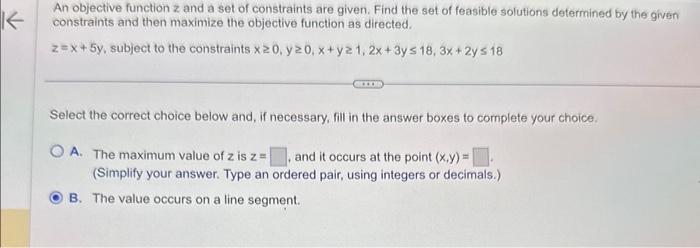 Solved An objective function z and a set of constraints are | Chegg.com