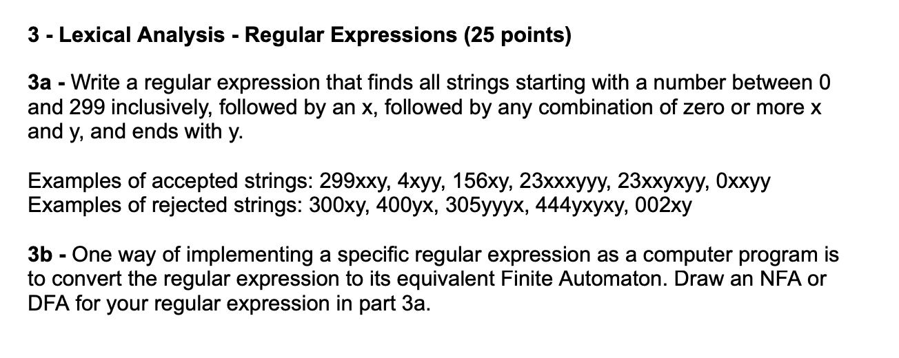 Solved 3 - ﻿Lexical Analysis - ﻿Regular Expressions ( 25 | Chegg.com