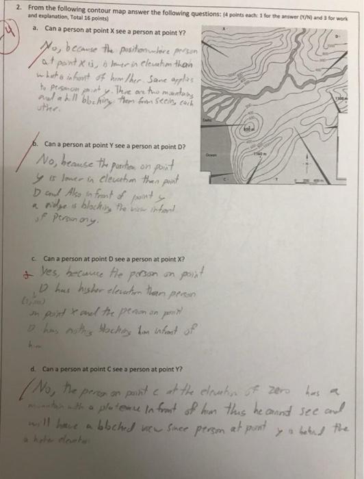 Solved 2. From the following contour map answer the | Chegg.com