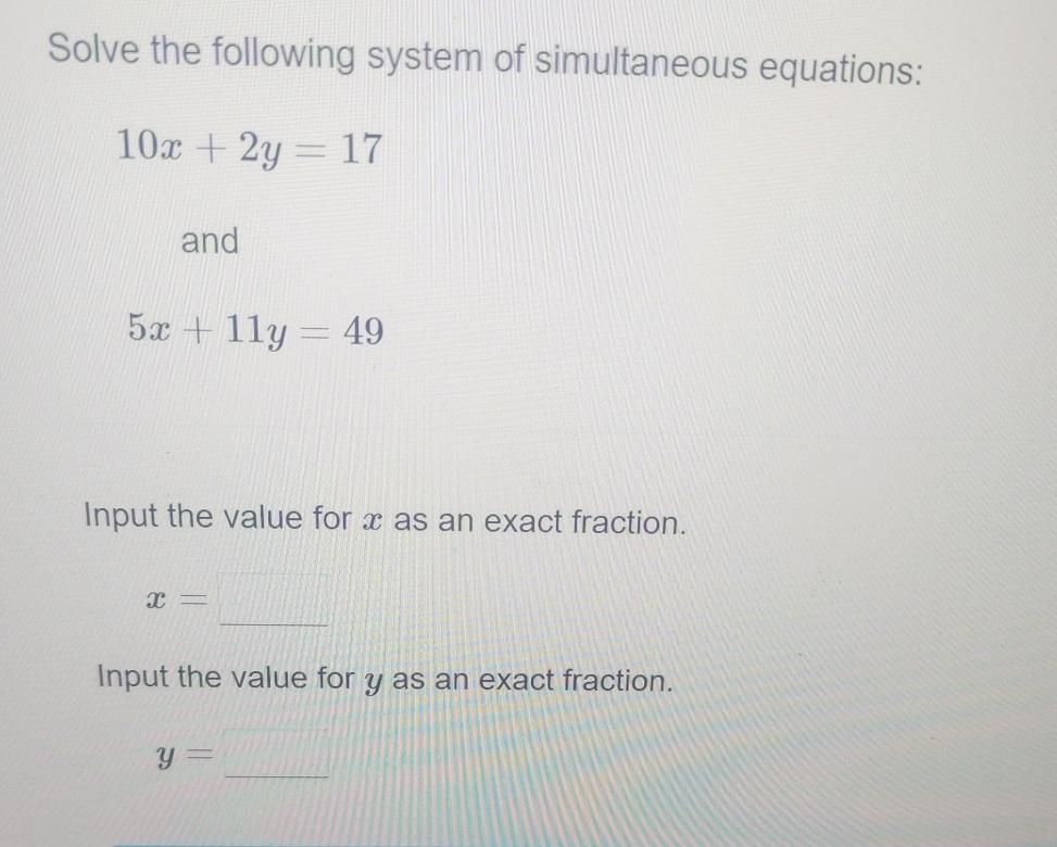 Solved Solve the following system of simultaneous | Chegg.com