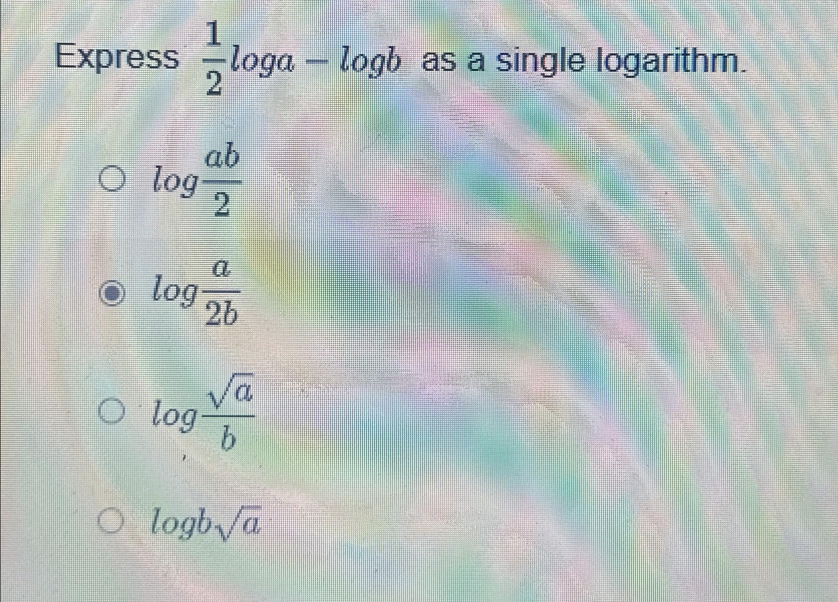 Solved Express 12loga-logb ﻿as a single | Chegg.com