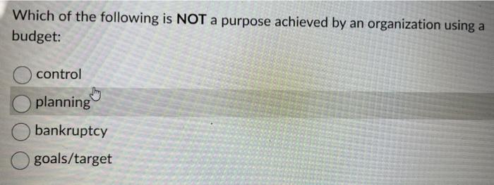 Solved Which of the following is NOT a purpose achieved by | Chegg.com