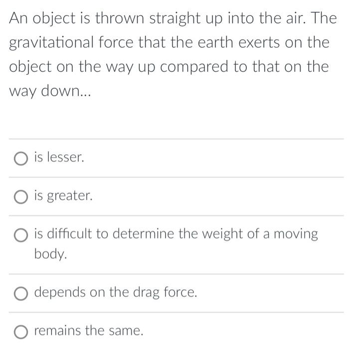 Solved An object is thrown straight up into the air. The | Chegg.com