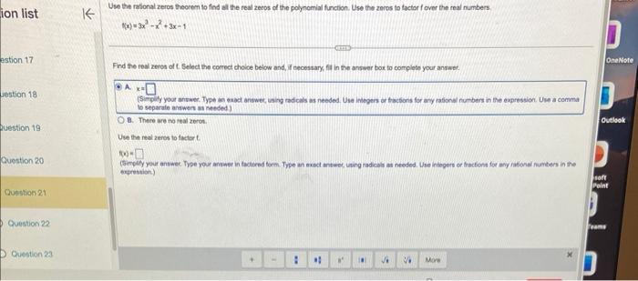 Solved Use The Rational Zeros Theorem To Find Al The Real