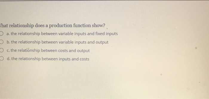 Solved That relationship does a production function show? a. | Chegg.com