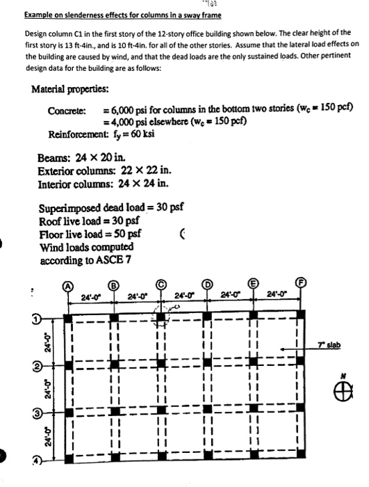 Example on slenderness effects for columns in a sway | Chegg.com