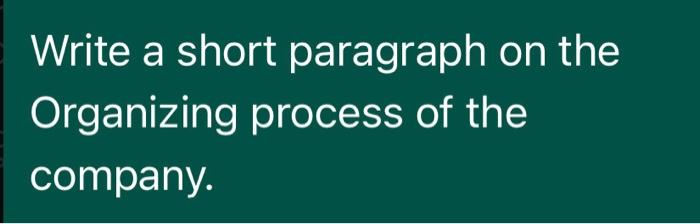 Solved Write a short paragraph on the Organizing process of | Chegg.com
