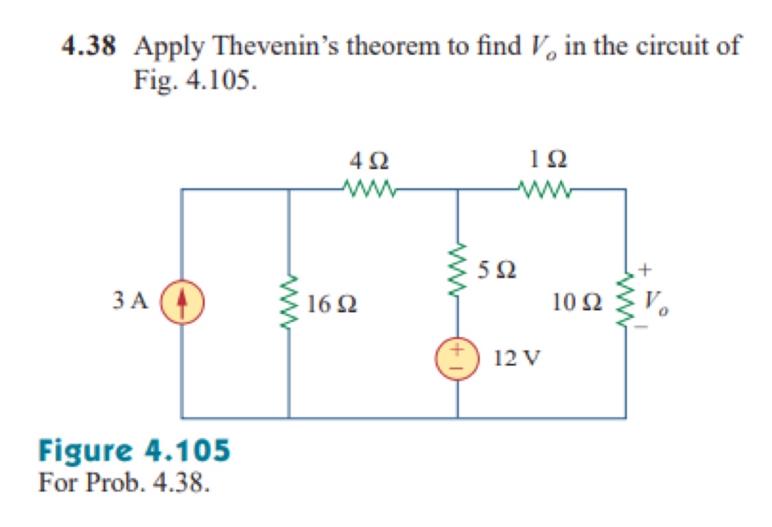 Solved 4.38 ﻿Apply Thevenin's theorem to find Vo ﻿in the | Chegg.com