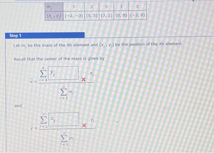 Solved Let m, be the mass of the i th element and (xi,yi) be | Chegg.com