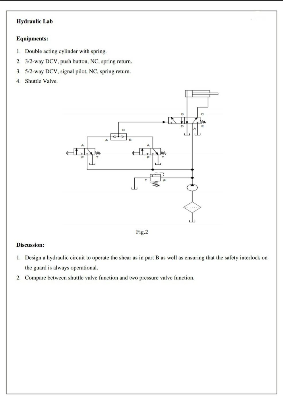 Solved Hydraulic Lab Experiment No.7 Control of Hydraulic | Chegg.com