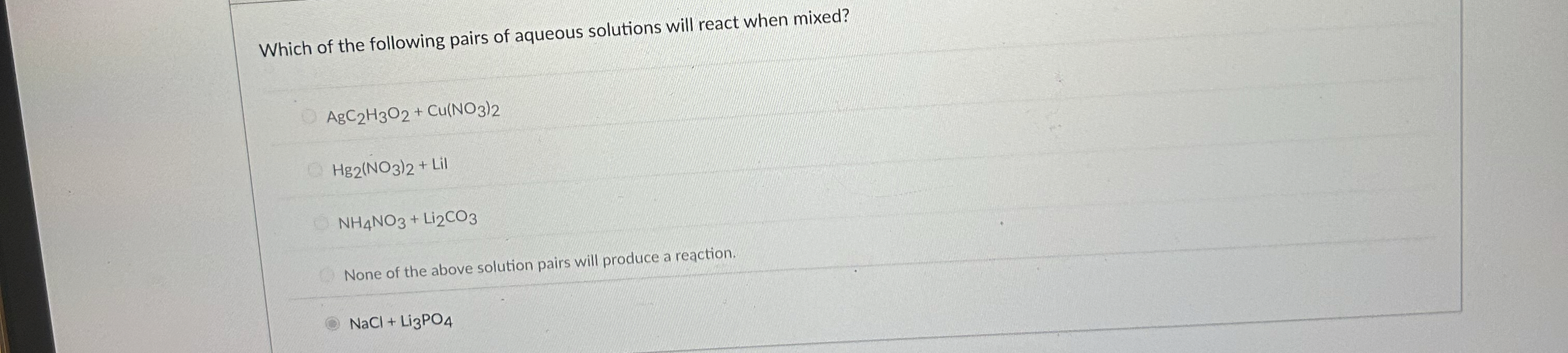 Solved Which of the following pairs of aqueous solutions | Chegg.com
