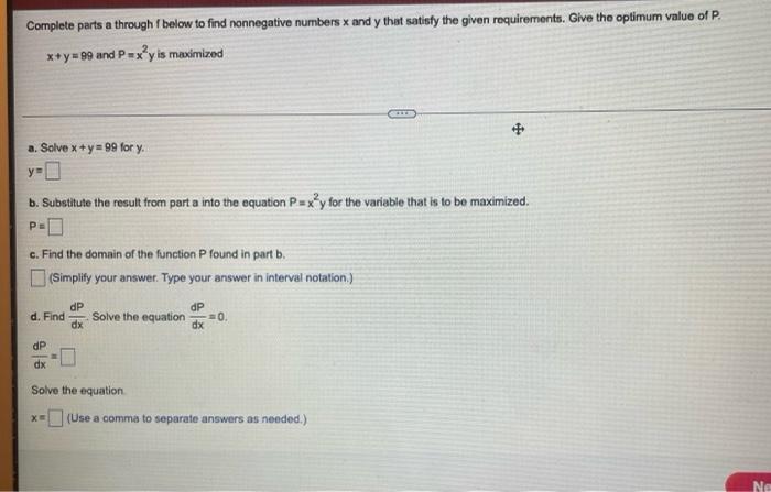 Solved Complete parts a through f below to find nonnegative | Chegg.com