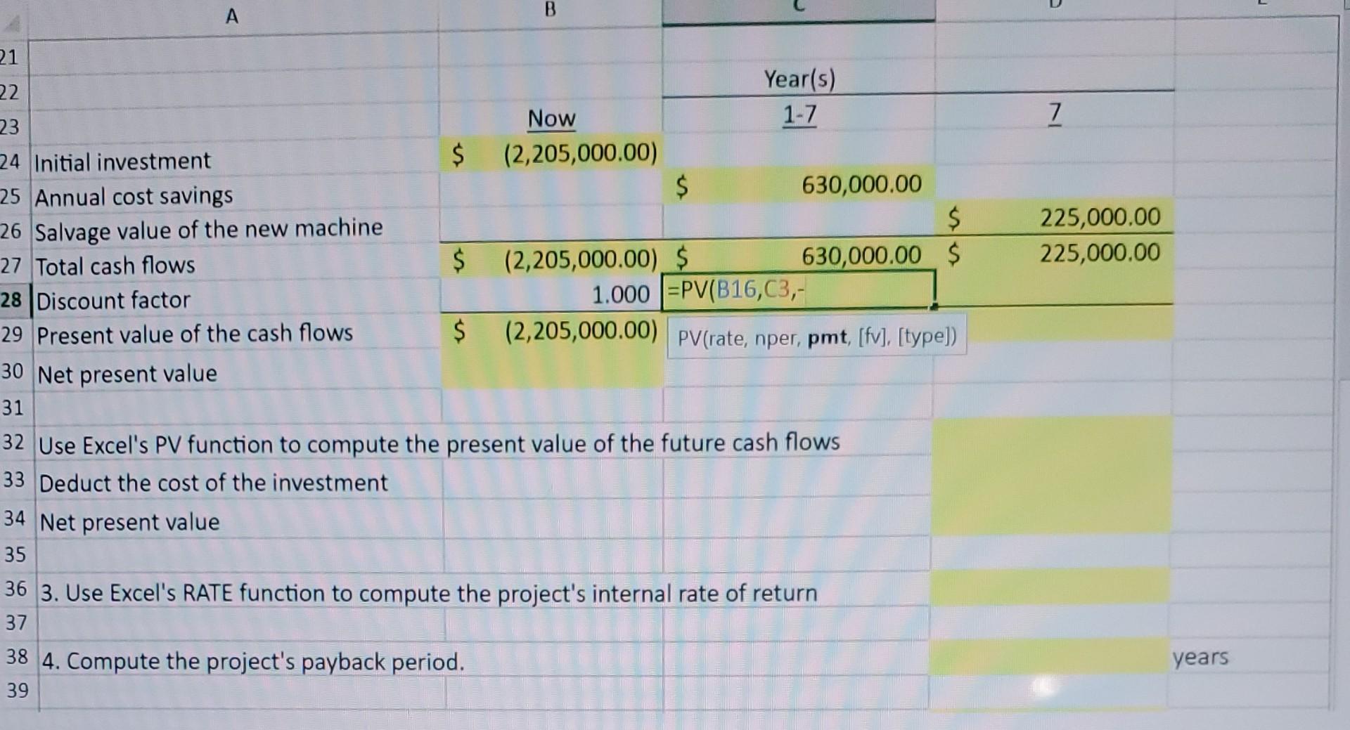 Solved Net present value 32 Use Excel's PV function to | Chegg.com
