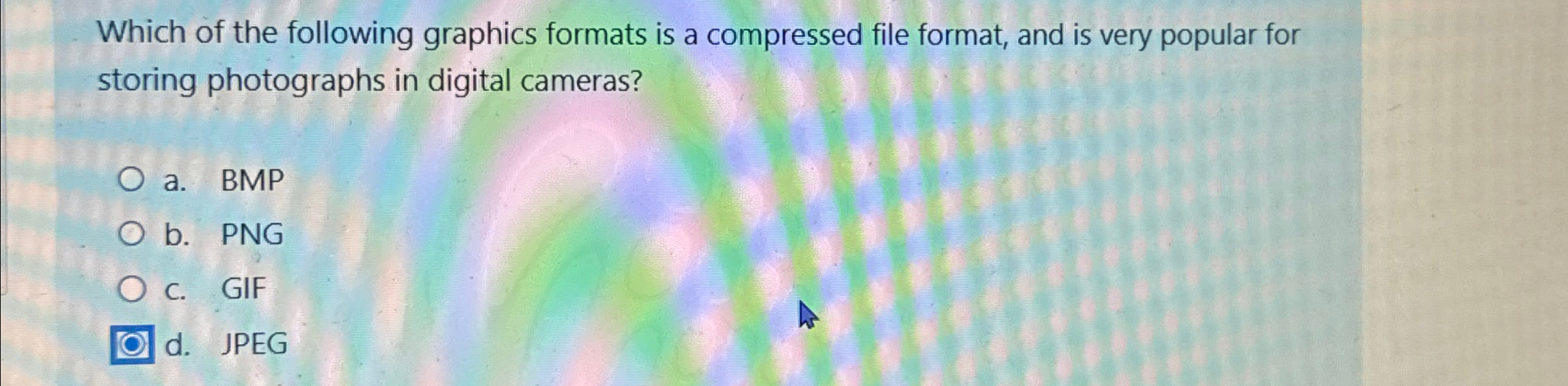 Solved Which of the following graphics formats is a | Chegg.com