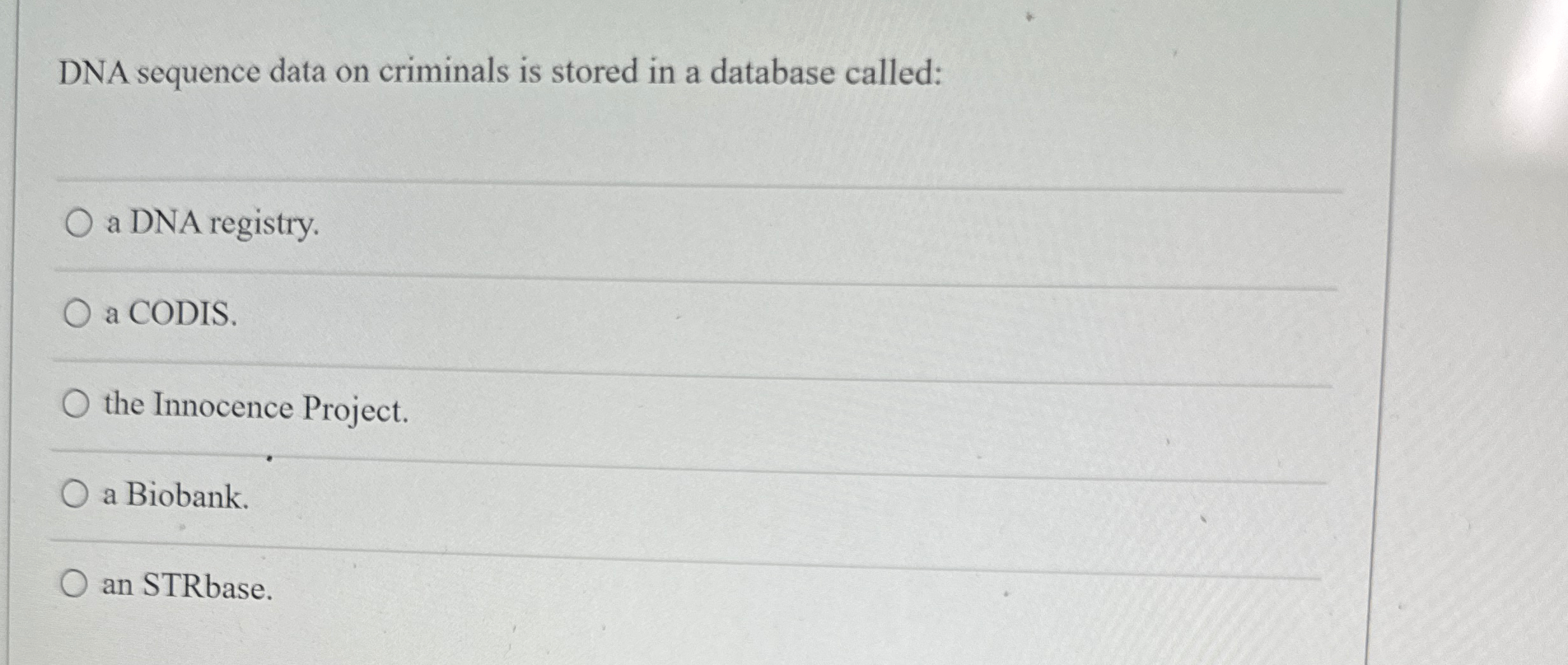 Solved DNA sequence data on criminals is stored in a | Chegg.com