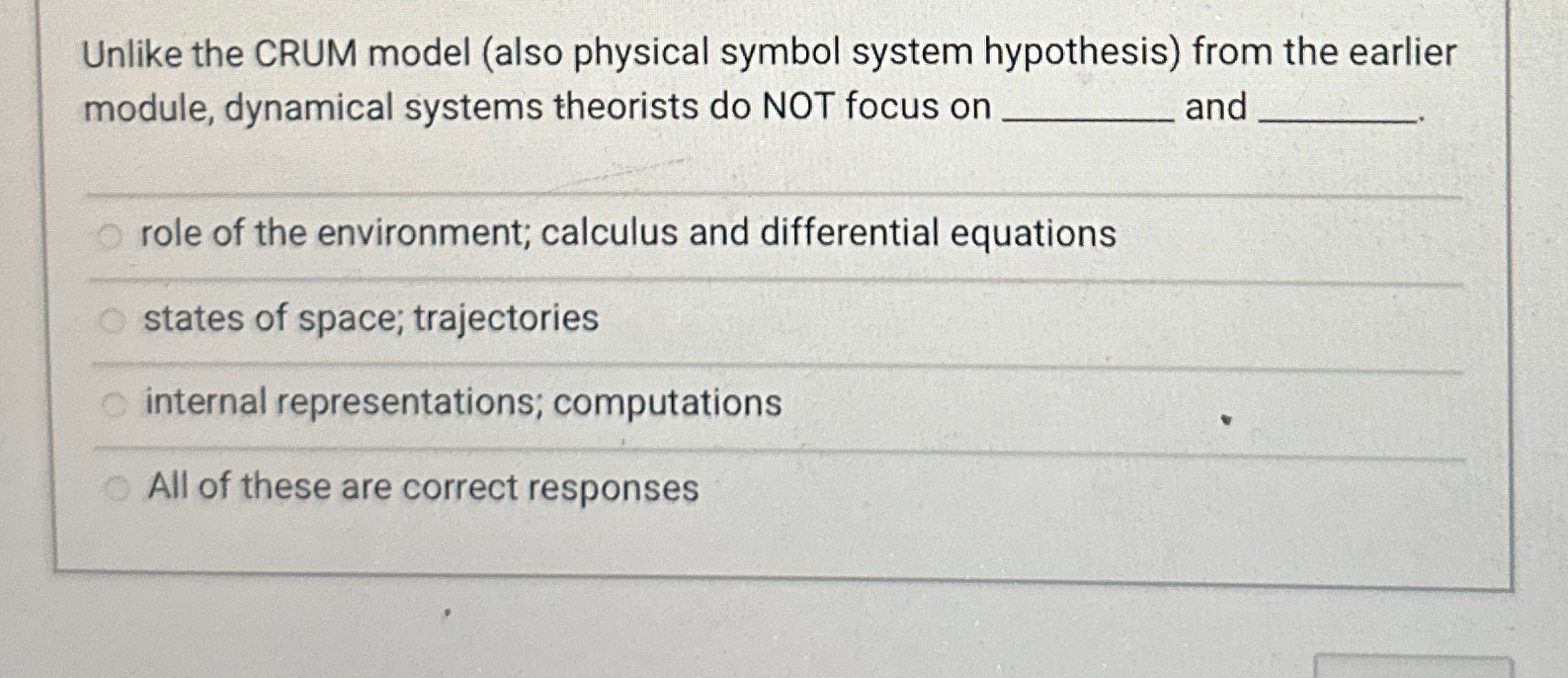 Solved Unlike the CRUM model (also physical symbol system | Chegg.com