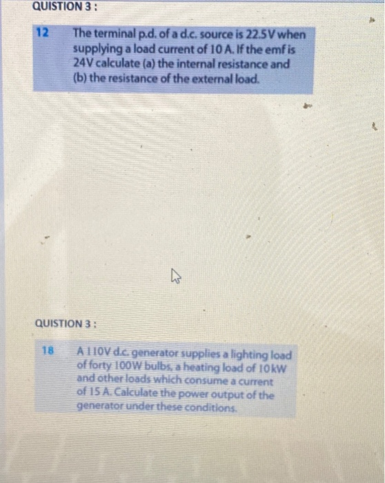 Solved QUISTION 3 : 12 The terminal p.d. of a d.c. source is | Chegg.com