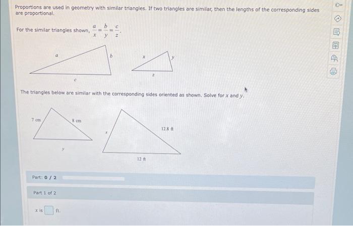 Solved Proportions are used in geometry with similar | Chegg.com