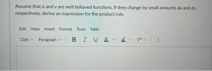 Solved Assume that u and v are well behaved functions. If | Chegg.com