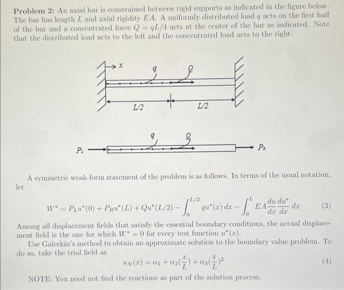 Solved Problem 2: An axial bar is constrained between rigid | Chegg.com