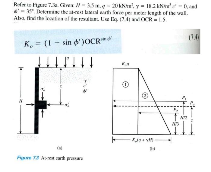 Solved Refer to Figure 7.3a. Given: H=3.5 | Chegg.com
