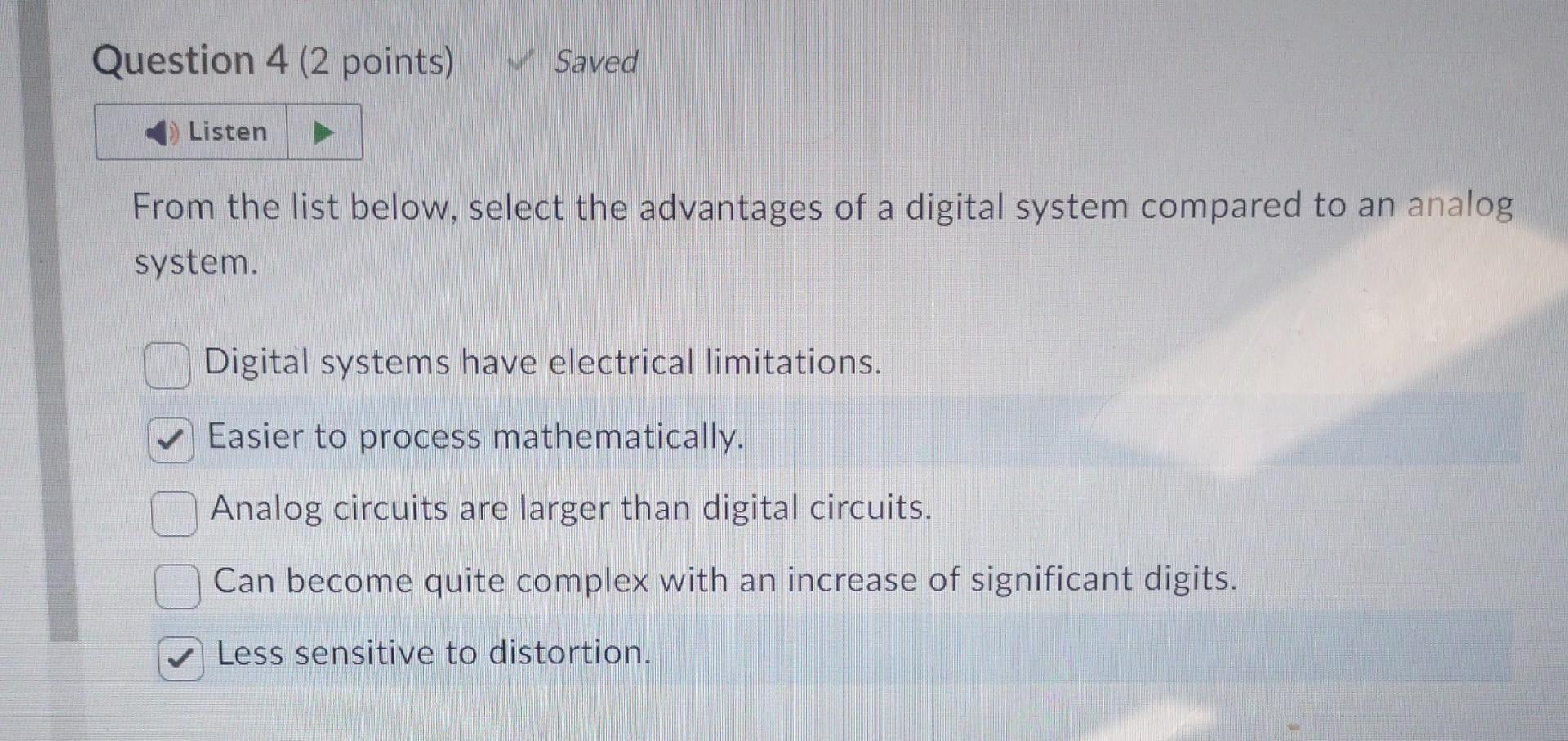 Solved From the list below, select the advantages of a | Chegg.com
