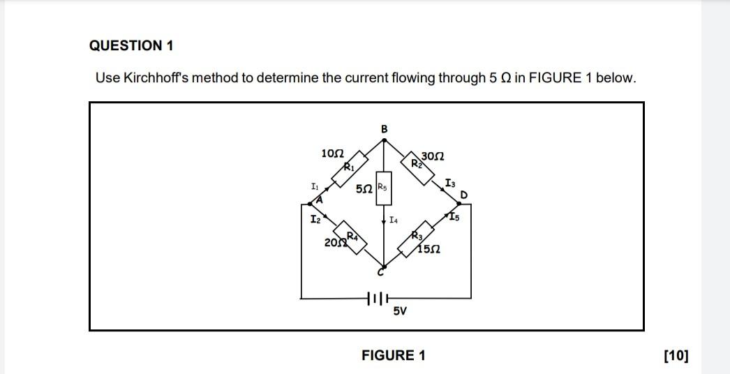 Solved QUESTION 1 Use Kirchhoff's method to determine the | Chegg.com