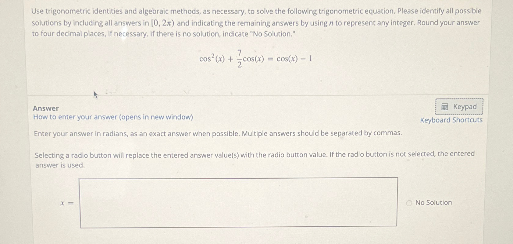 Solved Use trigonometric identities and algebraic methods, | Chegg.com