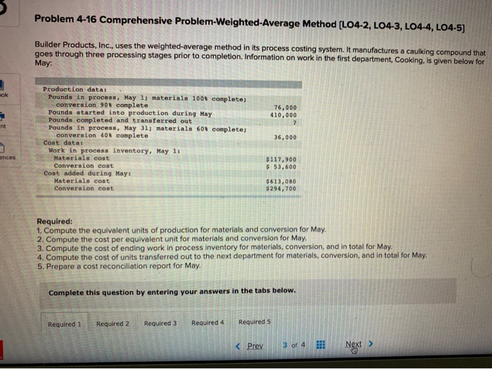 Solved Problem 4-16 Comprehensive Problem-Weighted-Average | Chegg.com