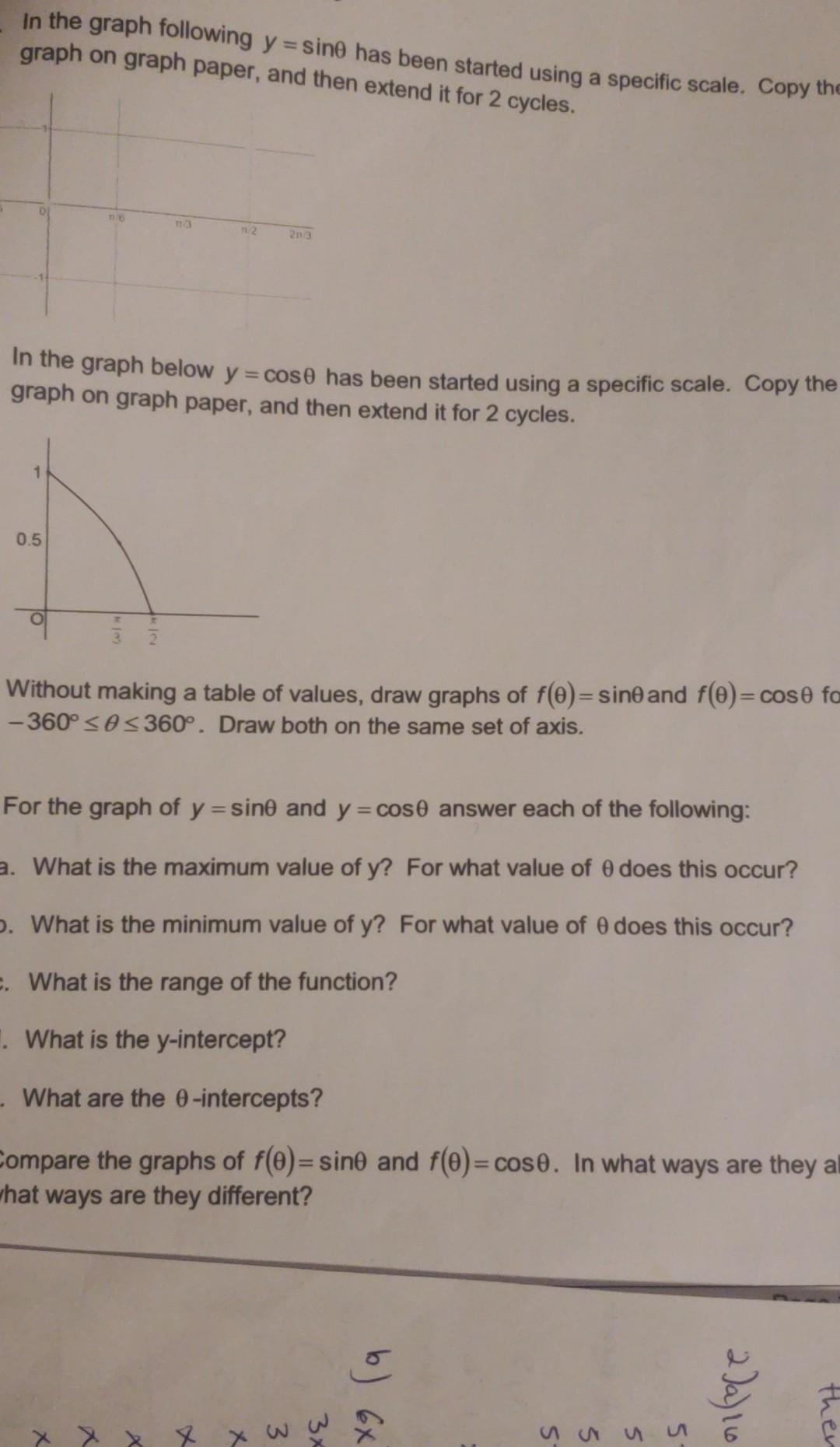 Solved graph following y =sine has been started using a | Chegg.com