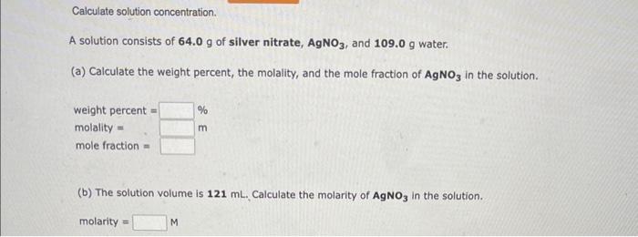 Solved Calculate solution concentration. A solution consists | Chegg.com
