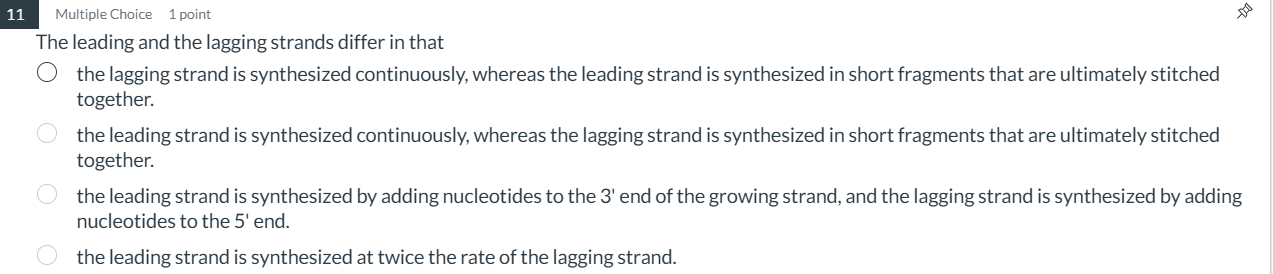 Solved 11 ﻿Multiple Choice1 ﻿pointThe leading and the | Chegg.com