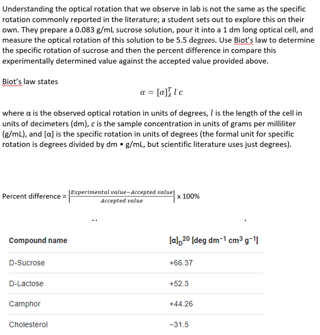 Solved Understanding the optical rotation that we observe in | Chegg.com