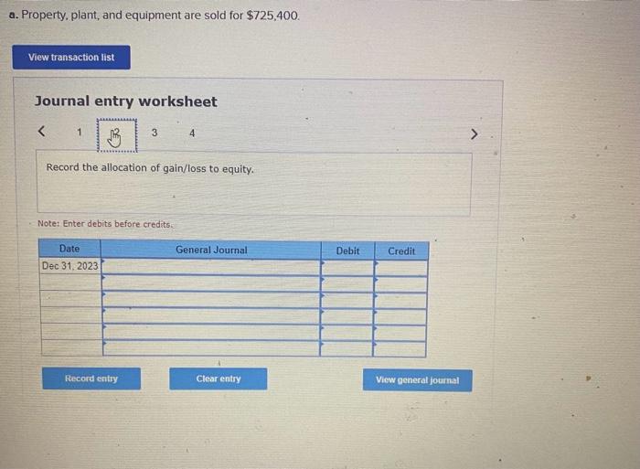 Solved b. Property, plant, and equipment are sold for | Chegg.com