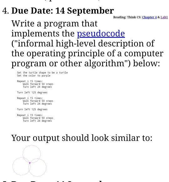 Solved Reading: Think Cs: Chapter 4 & Labi 4. Due Date: 14 | Chegg.com