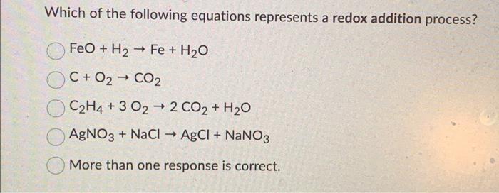 Solved Which of the following equations represents a redox | Chegg.com