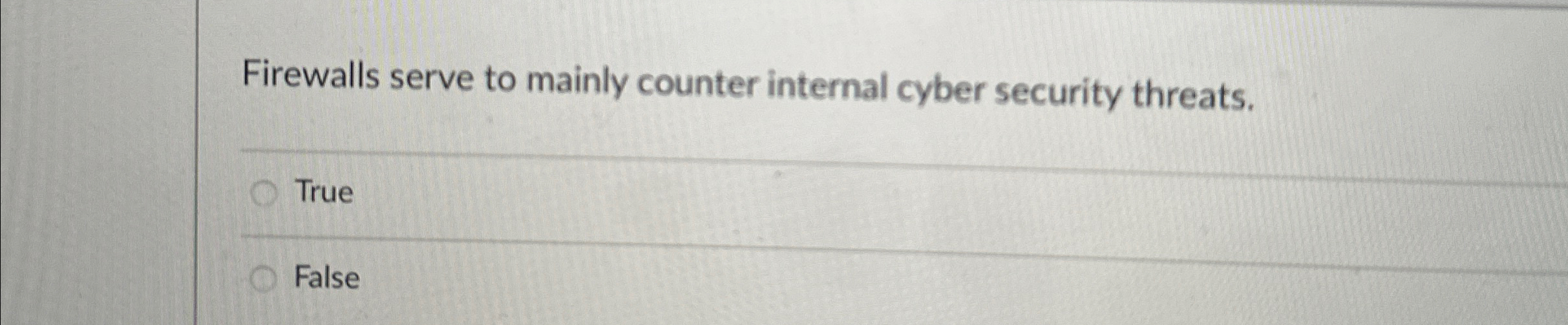 Solved Firewalls serve to mainly counter internal cyber | Chegg.com