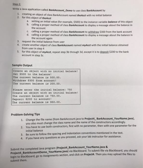 Solved Project 4 - Define Class BankAccount Due on Sunday, | Chegg.com