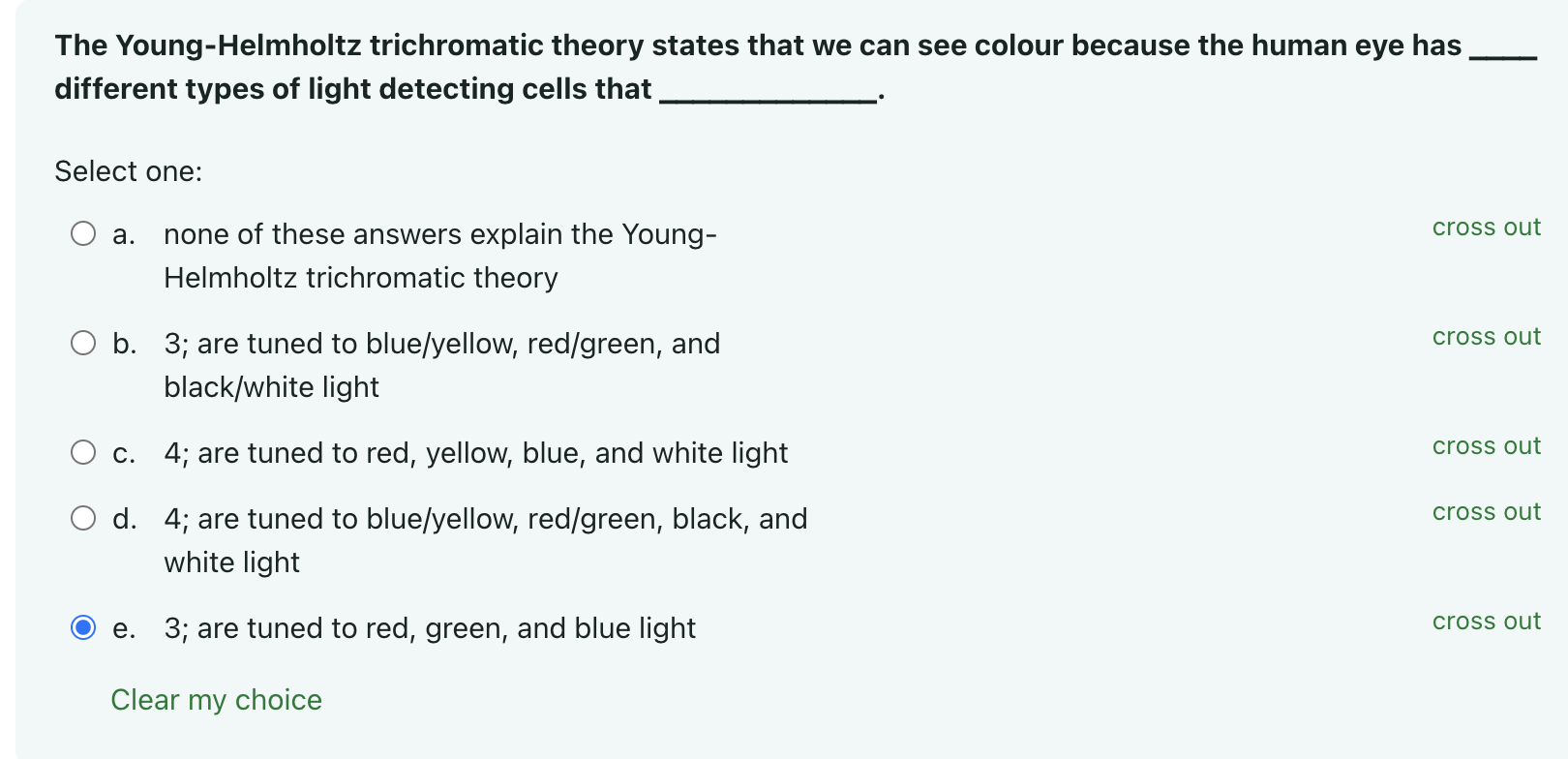 Solved The Young-Helmholtz trichromatic theory states that | Chegg.com