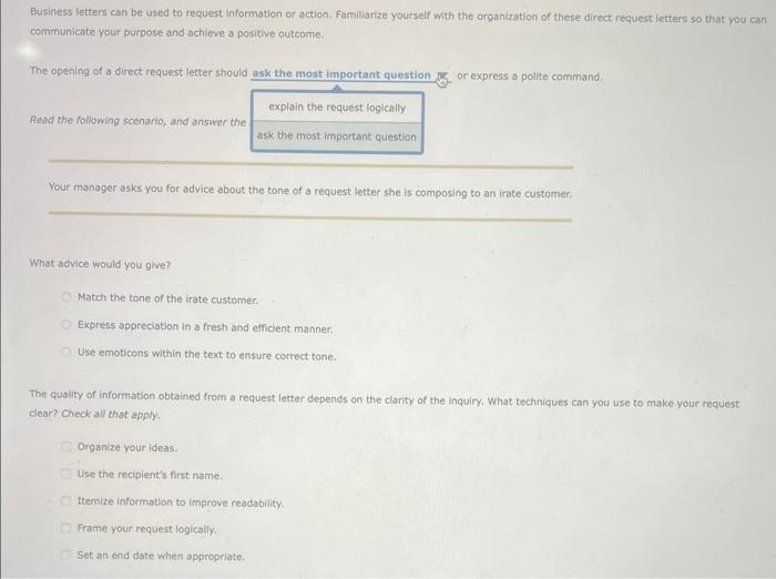 Business letters can be used to request information | Chegg.com
