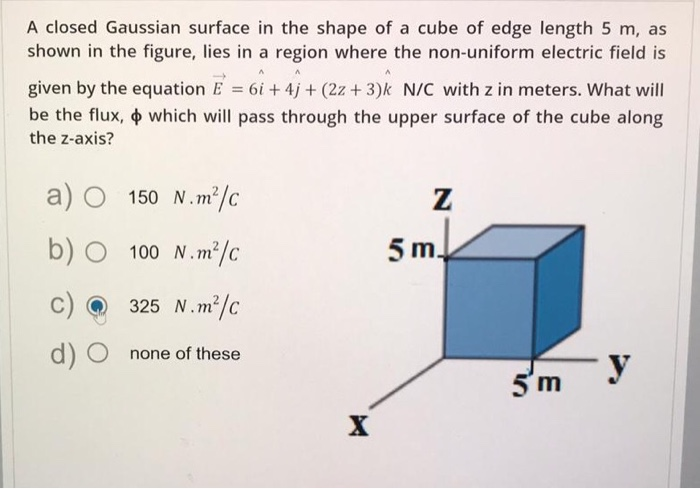 Solved A closed Gaussian surface in the shape of a cube of | Chegg.com