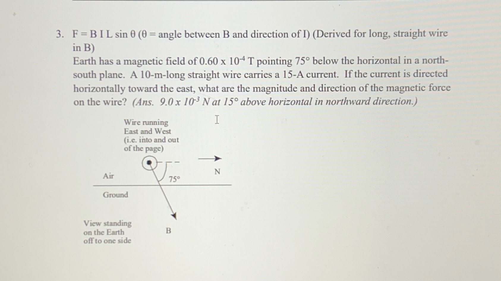 Solved F=B ﻿I angle between B ﻿and direction of I (Derived | Chegg.com