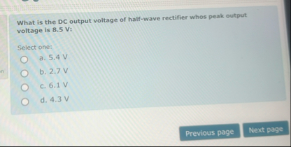 Solved What is the DC output voltage of half-wave rectifier | Chegg.com