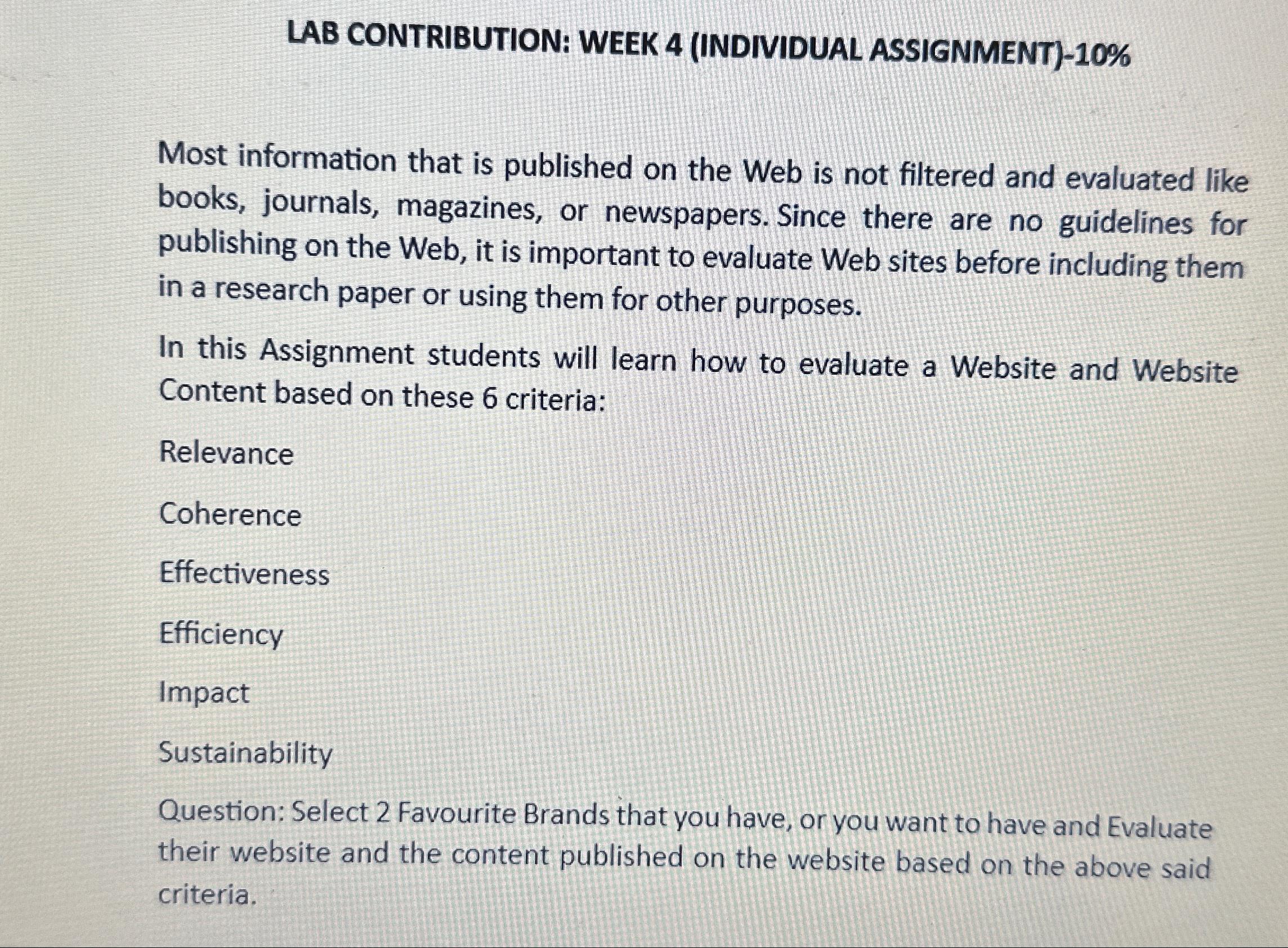 Solved LAB CONTRIBUTION: WEEK 4 (INDIVIDUAL | Chegg.com