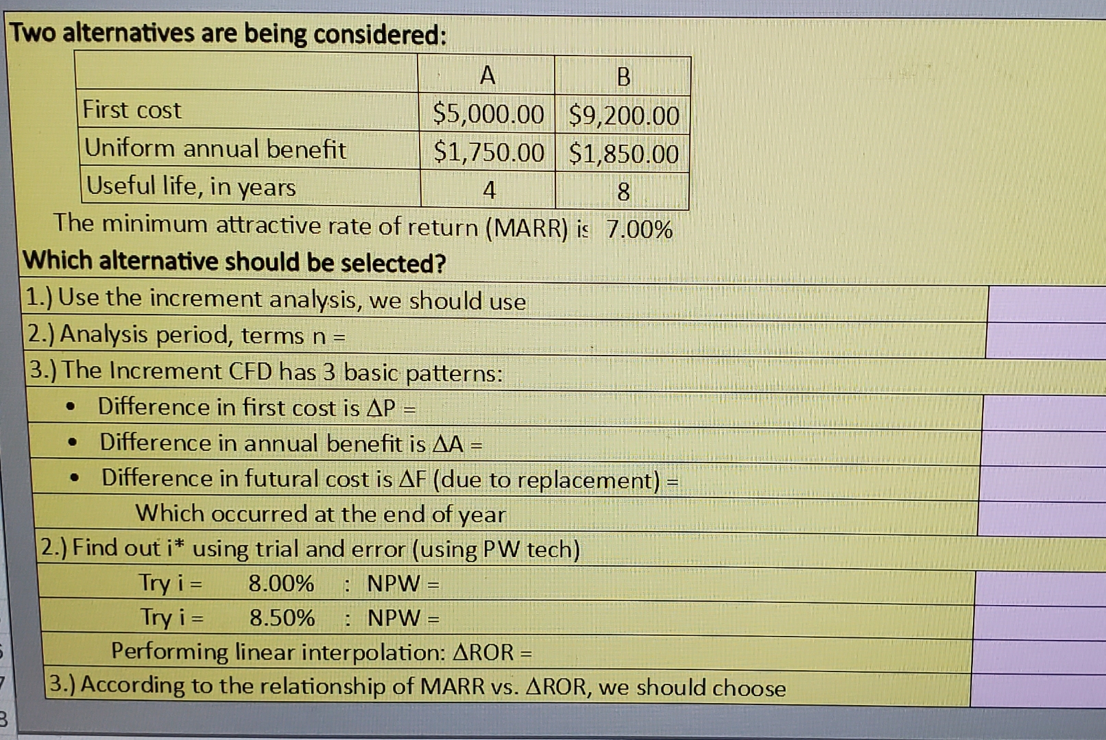 Solved Two alternatives are being | Chegg.com