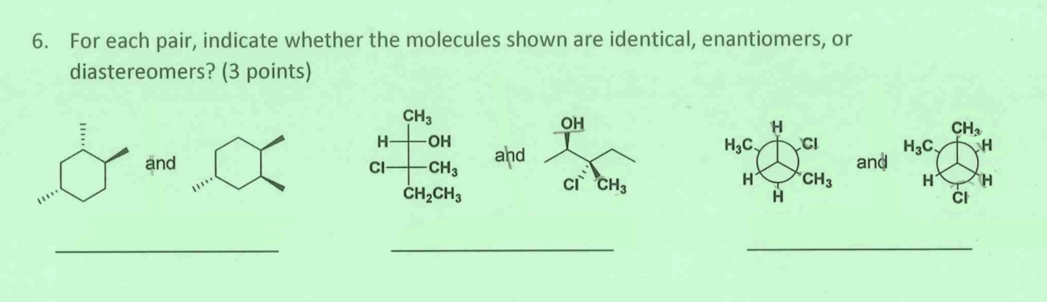 Solved For each pair, indicate whether the molecules shown | Chegg.com